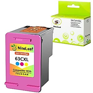 NineLeaf Remanufactured High Yield Ink Cartridge Compatible for HP 63 63XL F6U64AN Use in Envy 4513 4511 4520 4516 Officejet 4650 5255 5258 3830 3833 DeskJet 1112 3636 (Tri-Color,1 Pack)