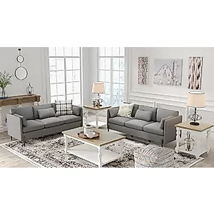LINLUX 70 Inch Sofa Couch, 3 Seater Couches for Living Room, Comfy Sofas w/3 Pillows and Iron Legs, Fabric Sofa for Small Spaces, Bedroom, Office, Light Grey