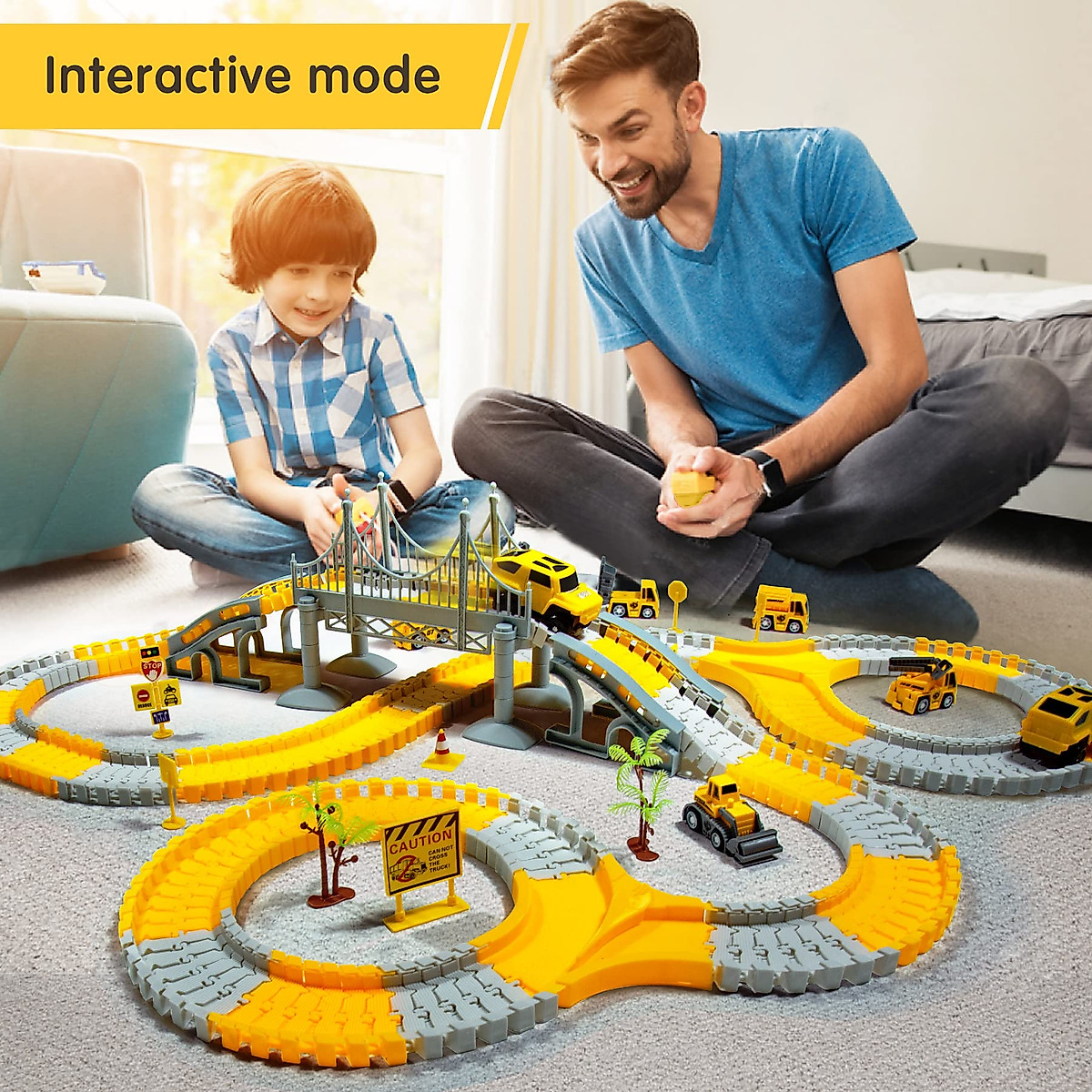 TOMMYHOME Construction Race Tracks Cars Toys Playset for Kids,Flexible Track with 2 Racing Cars 6 Engineering Trucks,Education Toy Gift for 2 3 4 5+ Year Old Boys Girls(276 PCS)
