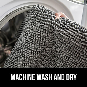 Gorilla Grip Bath Rug 30x20, Thick Soft Absorbent Chenille, Rubber Backing Quick Dry Microfiber Mats, Machine Washable Rugs for Shower Floor, Bathroom Runner Bathmat Accessories Decor, Grey