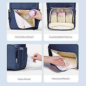 SUNVENO Baby Diaper Backpack Large Capacity Travel Nappy Bag for Mom Dad, Blue