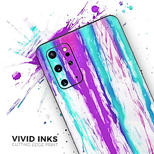 DesignSkinz Running Purple and Teal Watercolor Paint Protective Vinyl Decal Wrap Skin Cover Compatible with The Samsung Galaxy S20 (Screen Trim & Back Glass Skin)