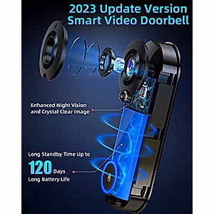 sectelli 2023 Enhanced Doorbell Camera Wireless, Support WiFi at 5GHz Mixed with 2.4GHz, Support Link to Alexa Speaker, 1080P Video, 2-Way Audio,Battery Powered,Smart Video Doorbell