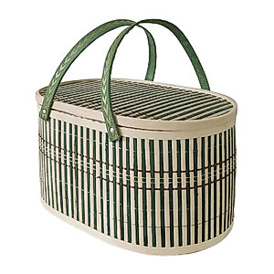 Handcrafted Bamboo Storage Basket with Cover for Organizing and Gifting, Solid Lid
