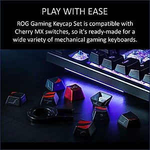 ASUS ROG Gaming Keycap Set - Textured Side-Lit Design for FPS & MOBA Gaming | Accurate Keypress with Strong Grip | Compatible with Cherry MX Switches | Includes Keycap-Puller Tool for Easy Installatio