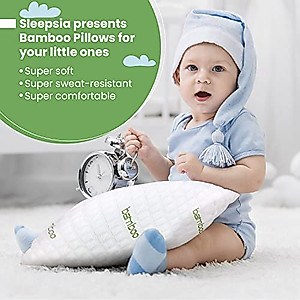Sleepsia Toddler Pillow - Supersoft (13" X 18") Small Pillow with Bamboo Cover - Ultra Supportive Shredded Memory Foam Toddler Neck Pillows for Sleeping - Green