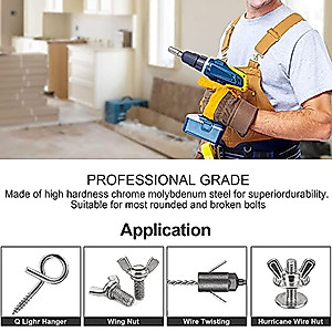 (2 Pack 2 Size 12mm,19mm) hex shank nut driver power wing nut drill bit socket tool drive kit, slotted wing nut drill sleeve wrench wrench kit, panel nut screw eye C-shaped hook bolt