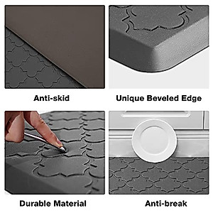 MAYHMYO Kitchen Mat Anti Fatigue Floor Mat 1/2 Inch Cushioned Mat Grey Kitchen Rug Non Slip Waterproof Memory Foam Ergonomic Comfort Rug Standing Desk Mat for Office Sink Laundry,17"X 29"