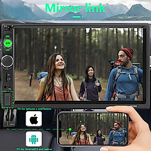 Hodozzy Double Din Car Stereo 7 inch Touchscreen Car Radios with Bluetooth Indash 2 Din Car Audio Head Unit Support Mirror Link for Android/iOS USB TF AUX FM MP5 Multimedia Player + Backup Camera