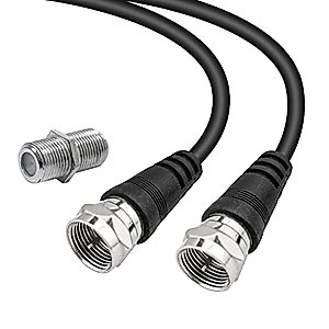 EleMiniKin TV Antenna Extention Coaxial Cable (15 feet) with Coupler - Digital Audio Video Coax Cable Cord for HDTV, CATV, Cable Modem, Satellite Receivers