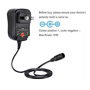 Belker 12W Universal 3V 4.5V 5V 6V 7.5V 9V 12V AC DC Adapter Power Supply for Household Electronics - Max. 1000mA
