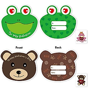 CUALFEC Valentine's Day Cards for Kids Valentines Cards Set with Temporary Tattoos and Envelopes Perfect Choice for Classroom Gift 8 Different Cute & Adorable Designs - 48 Pack