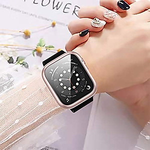 Haojavo 12 Pack Case Compatible for Apple Watch 44mm SE(2022) Series 6/5/4/SE(2019) Tempered Glass Screen Protector, Full Hard PC Scratch Resistant Bumper Protective Cover for iWatch Accessories