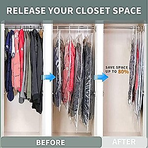 TANGERINR 2023 New Hanging Vacuum Storage Bags, Hanging Vacuum Storage Bags for Clothes, Hanging Compressible Storage Bag, Outer Jacket Vacuum Bag with Pump (M+L,6PCS)