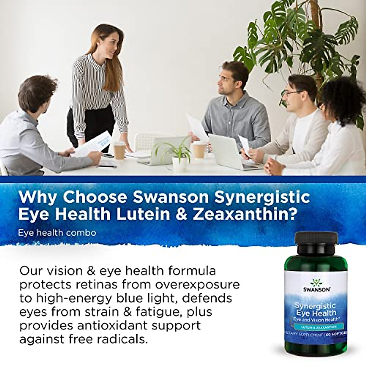 Swanson Lutein & Zeaxanthin Synergistic Eye Health Vision Retina Macula Supplement (Lutein 20 mg & OmniXan Zeaxanthin 2 mg) 60 Softgels Sgels