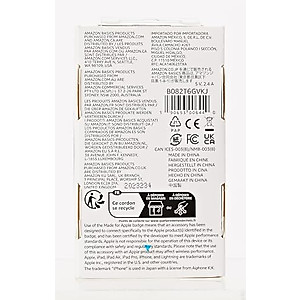 Amazon Basics USB-A to Lightning Charger Cable, Nylon Braided Cord, MFi Certified Charger for Apple iPhone 14 13 12 11 X Xs Pro, Pro Max, Plus, iPad, 6 Foot, Dark Gray