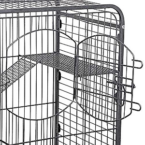 Yaheetech 37 inch Metal Cat Kitten Cage Small Animals Hutch w/ 2 Front Doors/Feeder/Wheels Indoor Outdoor,Black