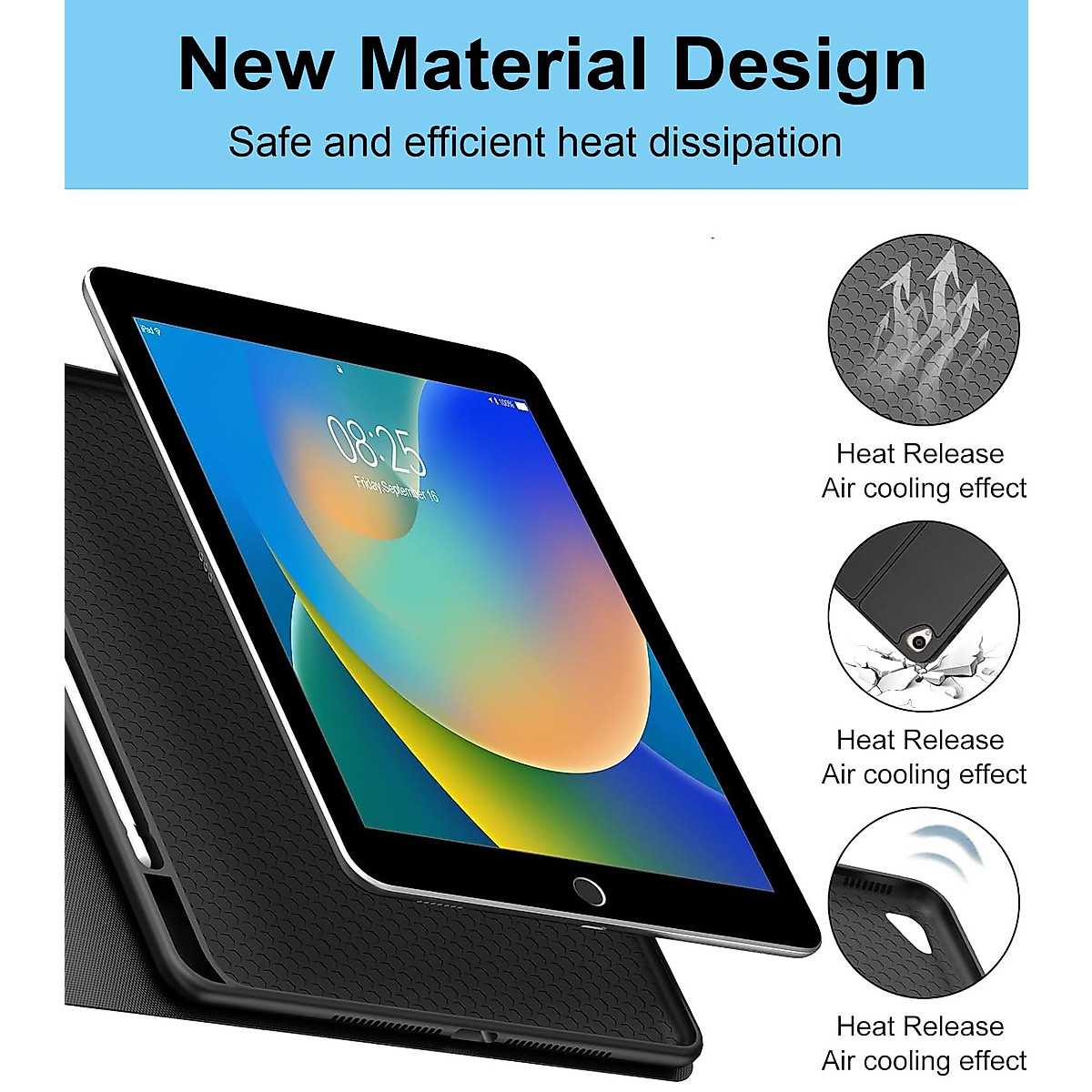 BORIYUAN iPad 10.2 inch Case with Keyboard, Detachable Bluetooth Keyboard with 7 Color Backlit, Slim Folio Smart Cover with Pencil Holder for iPad 9th/8th/7th Gen/iPad Pro 10.5"/iPad Air 3rd Gen Black