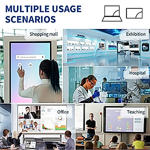 TouchWo 55 inch Interactive Touchscreen Monitor, Smart Board with 4K Display, Win-10 Electronic Whiteboard Touch Screen PC for Office and Classroom, Core i3 RAM 4G & ROM 128G
