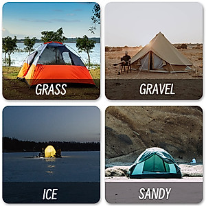 12 Pack Tent Stakes Heavy Duty - 8" Ground Anchors Screw in - Camping Stakes with Grow in The Dark Heads - Metal Threaded Tent Spikes with Hex Head Driver and Storage Box