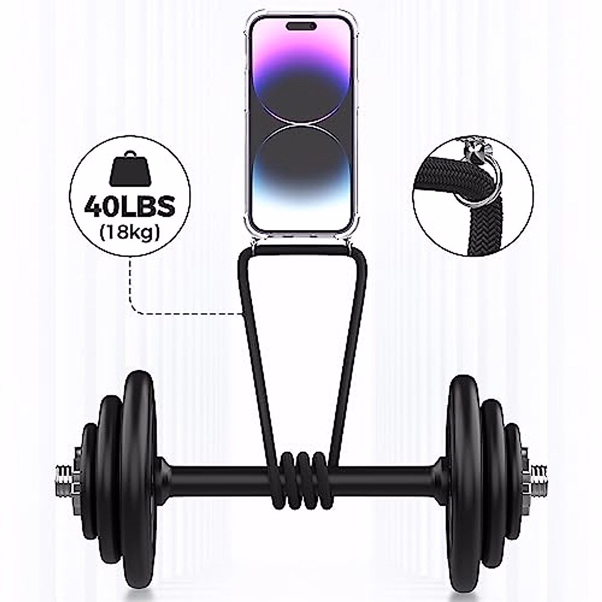 caslord iPhone 14 Pro Crossbody Case, iPhone 14 Pro Case with Strap, Necklace Mobile Phone Cover with Adjustable Lanyard Strap, Clear Soft TPU Lanyard Case with Neck Cord (Black)