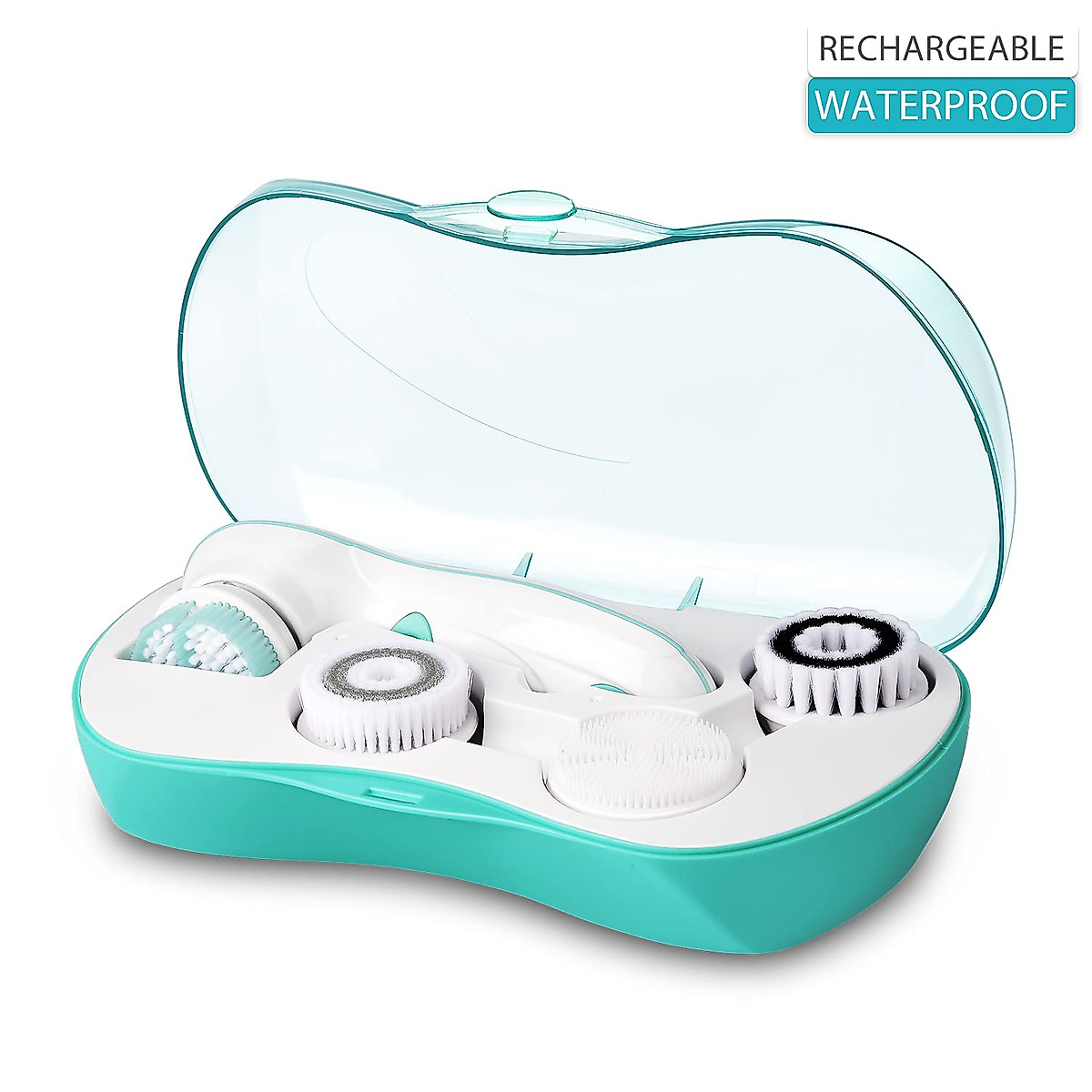 Rechargeable Facial Cleansing Spin Brush Set with 4 Exfoliation Brush Heads - Waterproof Face Spa System by CNAIER - Face Brushes for Cleansing and Exfoliating