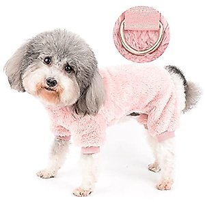 Zunea Winter Dog Pajamas for Small Dogs Warm Fleece Puppy Clothes Pyjamas Fuzzy 4-Legged Pjs Jumpsuit Soft Cozy Plush Pullover Overall Outfit Pet Girl Boy Apparel for Chihuahua Yorkie Pink S