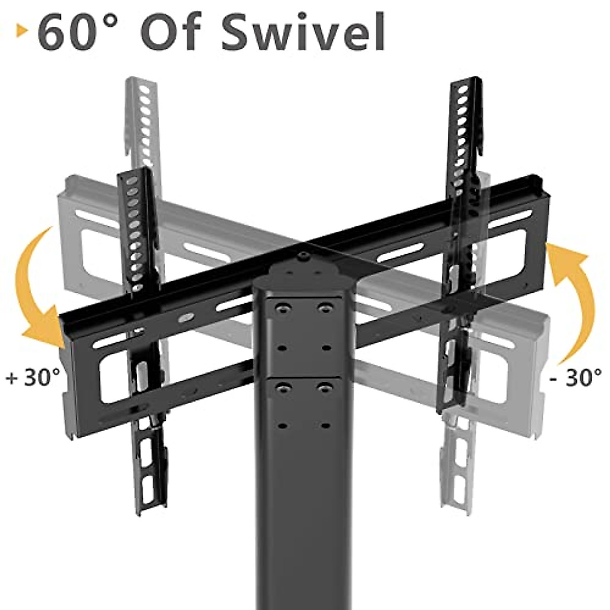 TVON Universal Floor TV Stand with Swivel Mount for 32-65 Inch TVs, TV Mount Stand for Bedroom and Corner with Height Adjustable Shelf and Tempered Glass Base, Black
