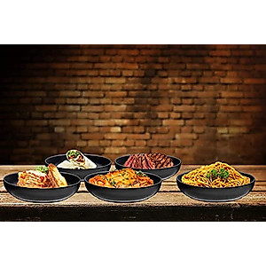 Bruntmor Ceramic Bowls, For Salad, Soup, Pasta Bowl Set Of 6 Serving Plates. 24 Oz Porcelain Baking Skillet With Handles. Safe For Oven, Microwave, Dishwasher. Serving Christmas Dish. Matte Black
