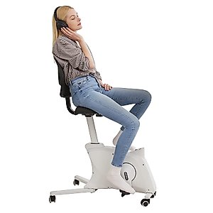 FLEXISPOT Under Desk Bike Pedal Exerciser, 2-in-1 Exercise Bike, Home Office Desk Chairs with Pedal Exerciser, Indoor Fitness Bike Bicycle for Home Office Workout（White）