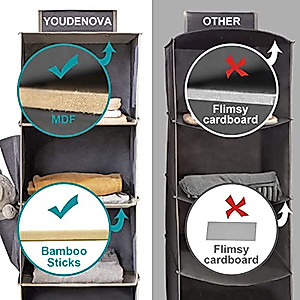 YOUDENOVA 6-Shelf Hanging Closet Organizers and Storage & 4-Section Hanging Closet Organizer