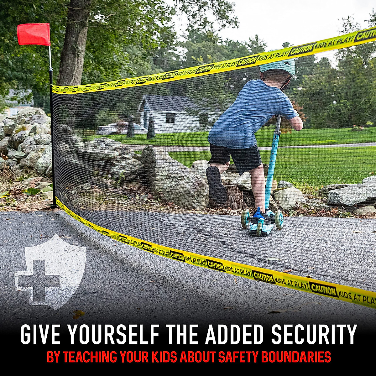 Franklin Sports Retractable Driveway Barrier– Visual Safety Barrier – Adjustable up to 20 feet– Easy Setup