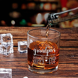 Grandpa Gift - Grandpa Whiskey Glass 10oz, Grandpa's Sippy Cup Old Fashioned Whiskey Glass for Grandfather, Grandpa, Gift Idea for Father's Day, Birthday, Christmas, Thanksgiving