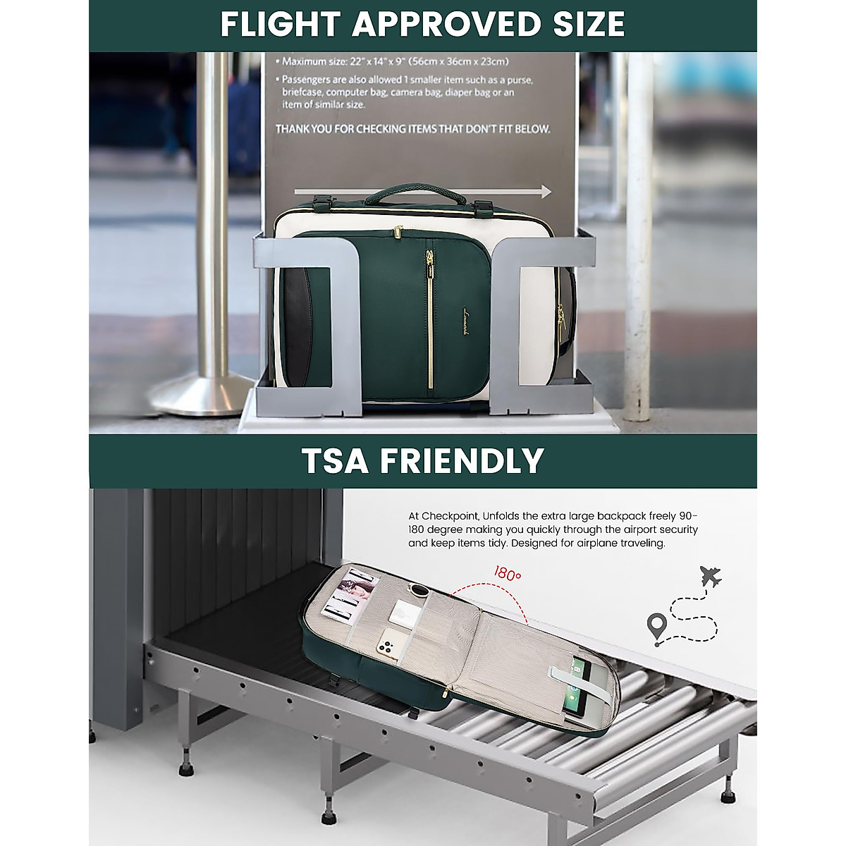 LOVEVOOK Large Travel Backpack for Women & Men, Carry on Backpack Airline Approved, TSA Personal Item Travel Bag fits 17" Laptop, 40L Waterproof Travel Essentials Sports Backpack with 3 Packing Cubes