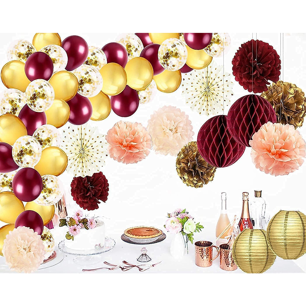 Graduation Party Decorations Maroon Gold 2023/Burgundy Gold Fall Birthday Party Decorations for Women Fall Balloons/Fall Party Decorations/Fall in love Bridal Shower Decorations