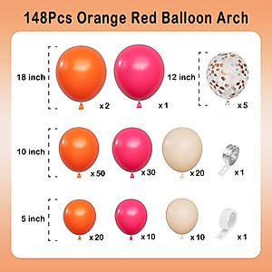 Orange Hot Pink Balloons Arch Garland Kit-148Pcs Orange Pink Balloon for Birthday Anniversary Baby Shower Engagement Wedding Retirement Party Decoration
