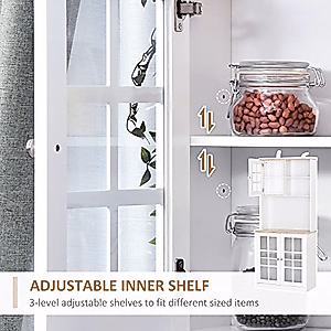 HOMCOM Kitchen Buffet with Hutch, Storage Pantry with 3 Cabinets, 2 Open Shelves and Large Countertop, White