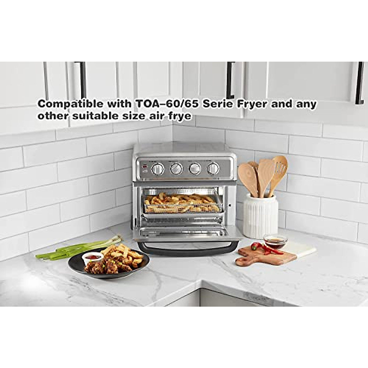 Air Fryer Basket, Compatible with Cuisinart TOA-60 Serie/TOA-65 Air Fryer, 304 Food-Grade Stainless Steel Wire Rack Cooling Racks For Cookies, Bread, Cakes, Oven Cooking
