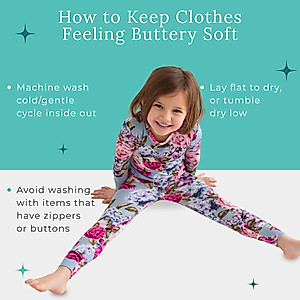 Posh Peanut Girls Pajamas - Soft, Viscose from Bamboo PJs for Kids - Matching, Long Sleeve Toddler Pajamas for Girls (6-12 Months) Lacey