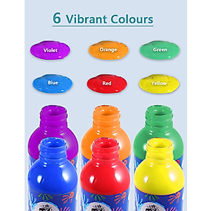 TBC The Best Crafts Finger Paint for Kids, Non-toxic, Washable Toddler Paint, 6 x 236ml Kids Art Set, Prefect Craft Paint For DIY Projects, School Painting Supplies