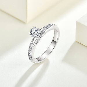 Viskyna Engagement Ring for Women 925 Sterling Silver Promise Ring Wedding Eternity Anniversary Statement Ring for Her Size 7