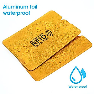 TIESOME RFID Card Holder, 10 pcs RFID Blocking Sleeves Waterproof Credit Card Sleeves Set RFID Identity Card Protector Secure Sleeve Portable Durable RFID Card Sleeves for Women Men Wallet(gold)