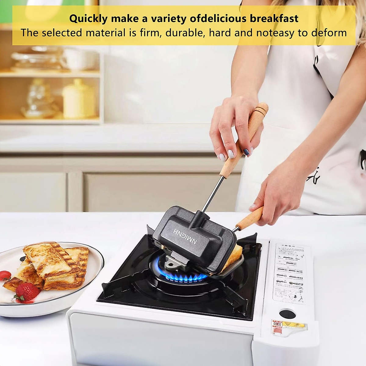 Hot Sandwich Maker, Double-Sided Sandwich Baking Pan With 7in Bread Clip,Double Sided Frying Pan for Breakfast,Hot Dog Toaster,Campfire Sandwich Maker(1Pcs)