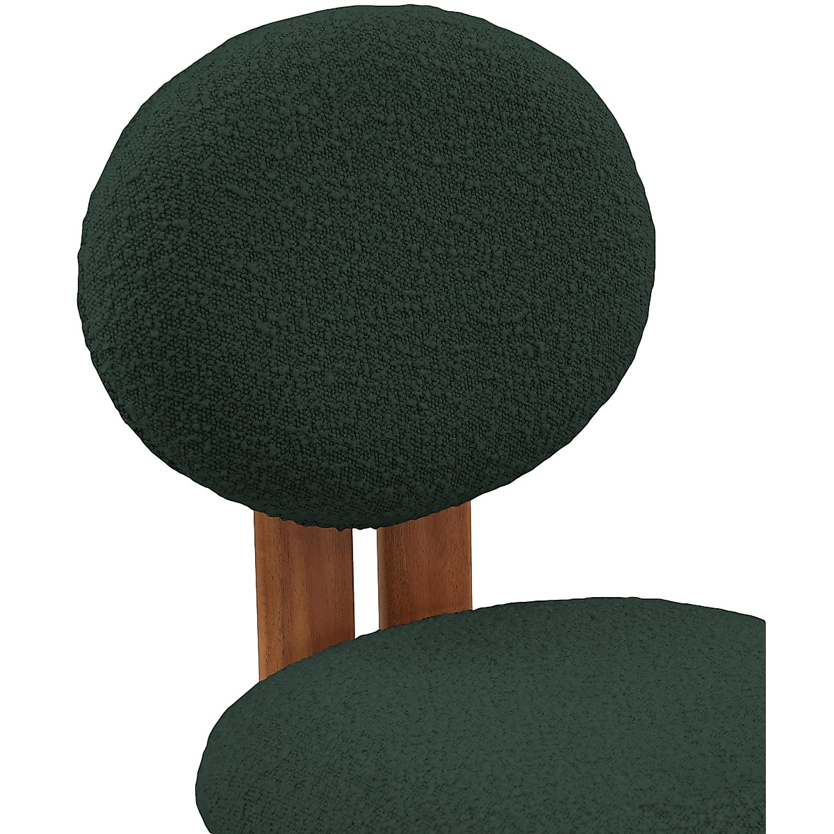 Meridian Furniture 489Green-C Napa Collection Mid-Century Modern Boucle Fabric Upholstered Dining Chair with Rich Green Boucle Fabric, Solid Wood, 17.5" W x 20.75" D x 35.75" H, Green, Set of 2