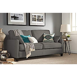 Serta Nina Modern Fabric Upholstery Sofa Collection Padded Shelter Arms, Solid Wood Legs, Couch for Living Room, Track, Ash Gray