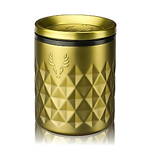Viski Paragon Cocktail Tumbler Insulated Cocktail Cups, Insulated Rocks Tumbler Stainless Steel Whiskey Glasses with Ceramic Coating Gold 12oz Set of 1