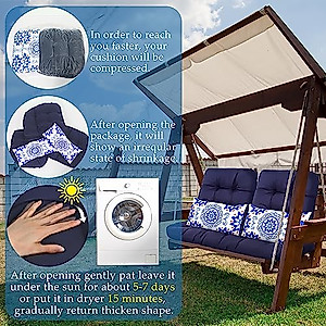 Tradder 5 Pcs Outdoor Chair Cushions Outdoor Patio Loveseat Cushions Group Bench Patio Furniture Cushions Swing 2 U Shape Seat Cushions 2 Lumbar Pillows for Indoor Outdoor Furniture (Mandala Pattern)