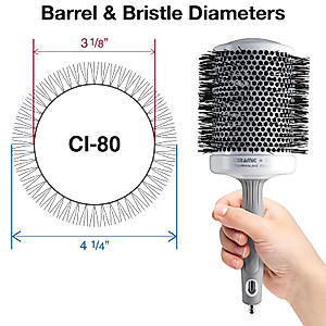 Olivia Garden Ceramic + Ion Round Thermal Hair Brush, 4.25" (Not Electrical)
