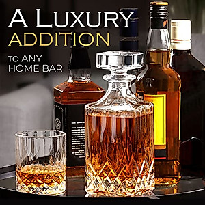 Luxury Gift For Men – Whiskey Decanter Set For Beloved Husband Or Dad Birthday Gift – 4 Whiskey Glasses And Decanter Set Is a Great Gift Idea for Whisky, Bourbon, or Scotch lovers