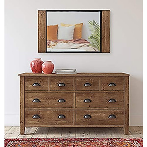 Kate and Laurel Kincaid Farmhouse Wood and Metal Framed Mirror, 20 x 36, Rustic Brown and Black, Chic Rectangle Mirror for Wall